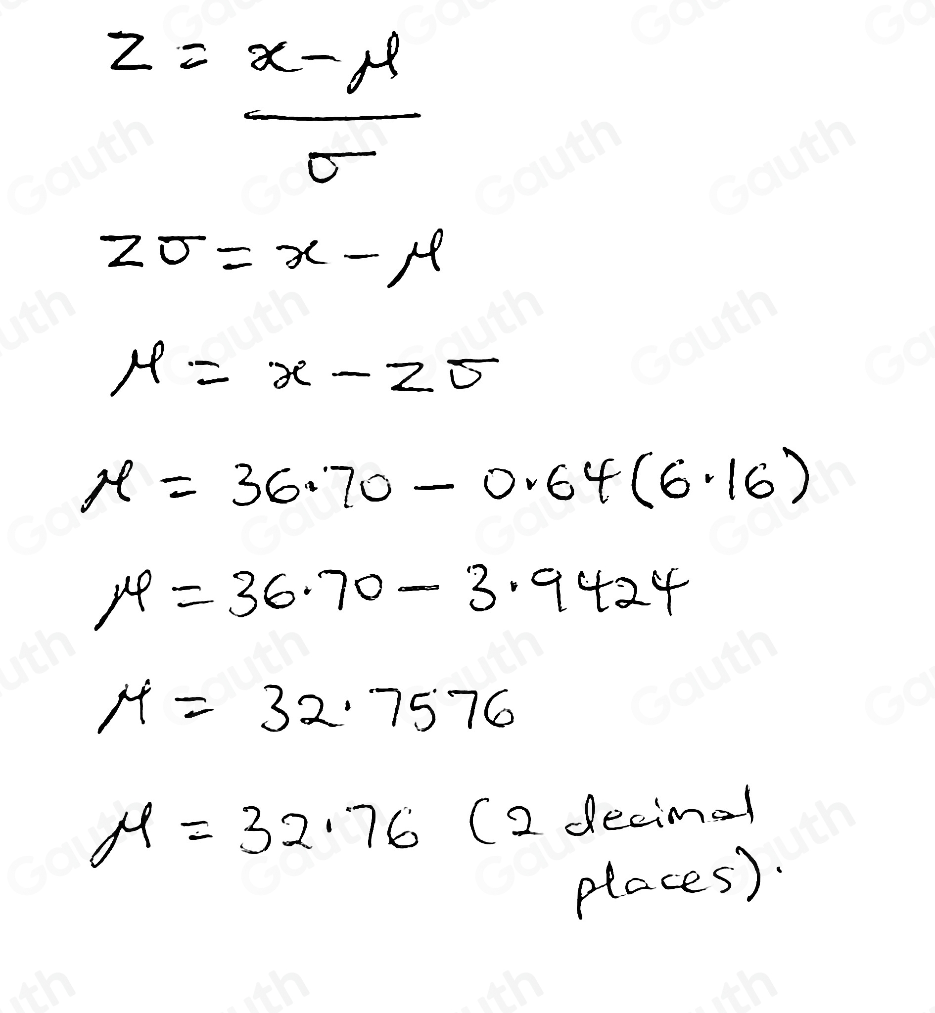Solved: Use the formula for finding a z-score to determine the missing ...