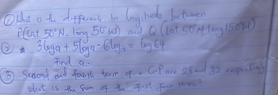 Solved: OWhat is the different in long hudo, betwen Plat 50°N log 50°W ...