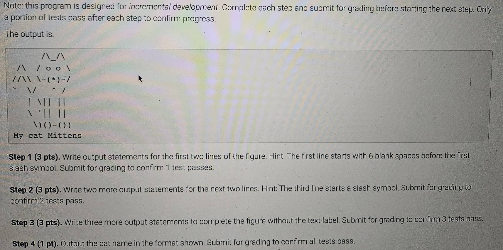 Solved: Note: this program is designed for incremental development. Complete each step and ...