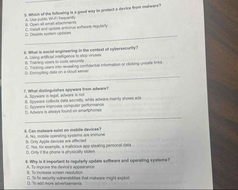 Solved: Which of the following is a good way to protect a device from ...