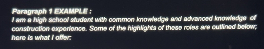 Solved: Paragraph 1 EXAMPLE : I am a high school student with common ...