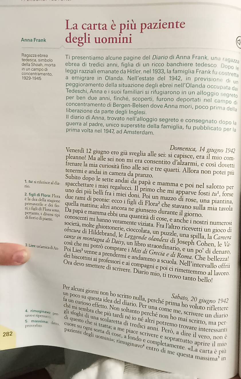 Risolto:La carta è più paziente Anna Frank degli uomỉni Ragazza ebrea ...