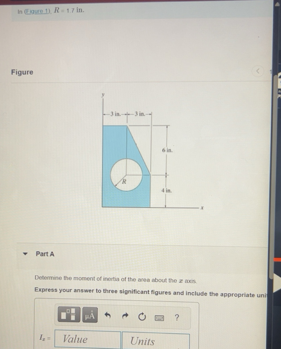 Solved: In (Figure 1), R=1.7in. Figure 1 Part A Determine the moment of ...