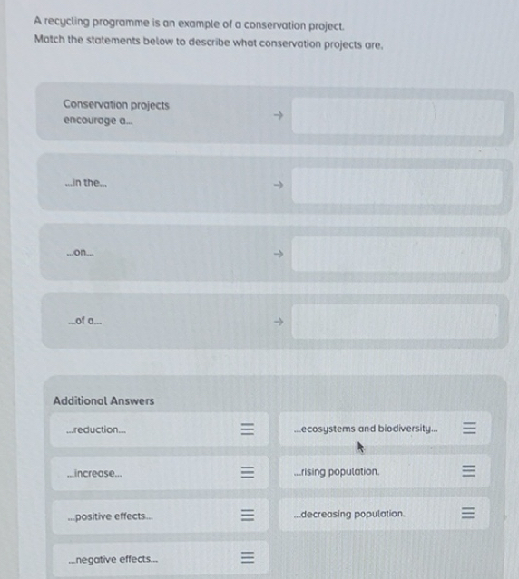 Solved: A recycling programme is an example of a conservation project ...