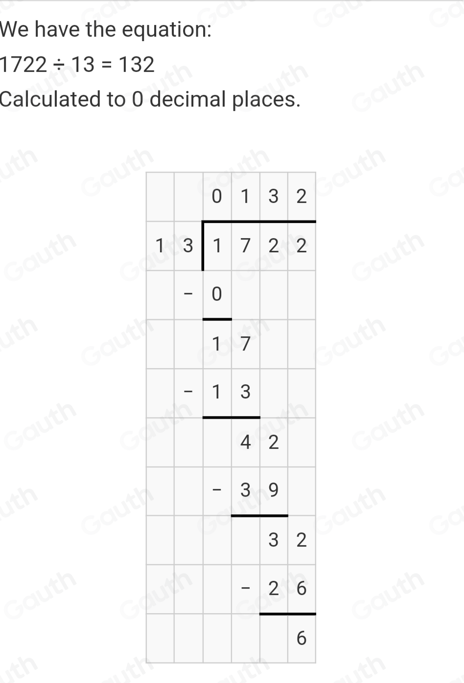 Solved: How to divide 13 by 1,722 [Math]