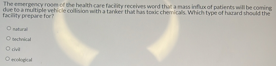 Solved: The emergency room of the health care facility receives word ...