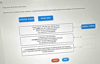 Solved: Drag each tile to the correct box. Based on the context of each sentence, choose the ...