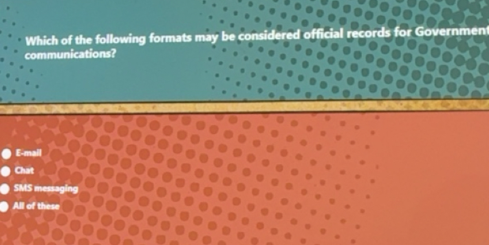 Solved: Which of the following formats may be consider records for ...