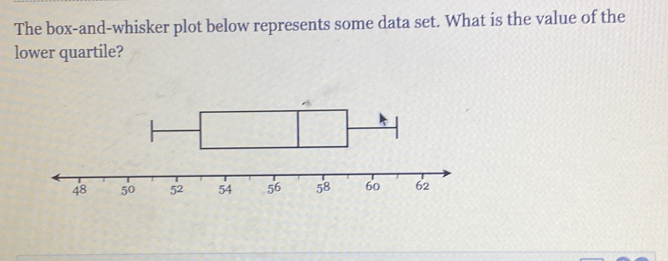 Solved: The box-and-whisker plot below represents some data set. What is the value of the lower ...