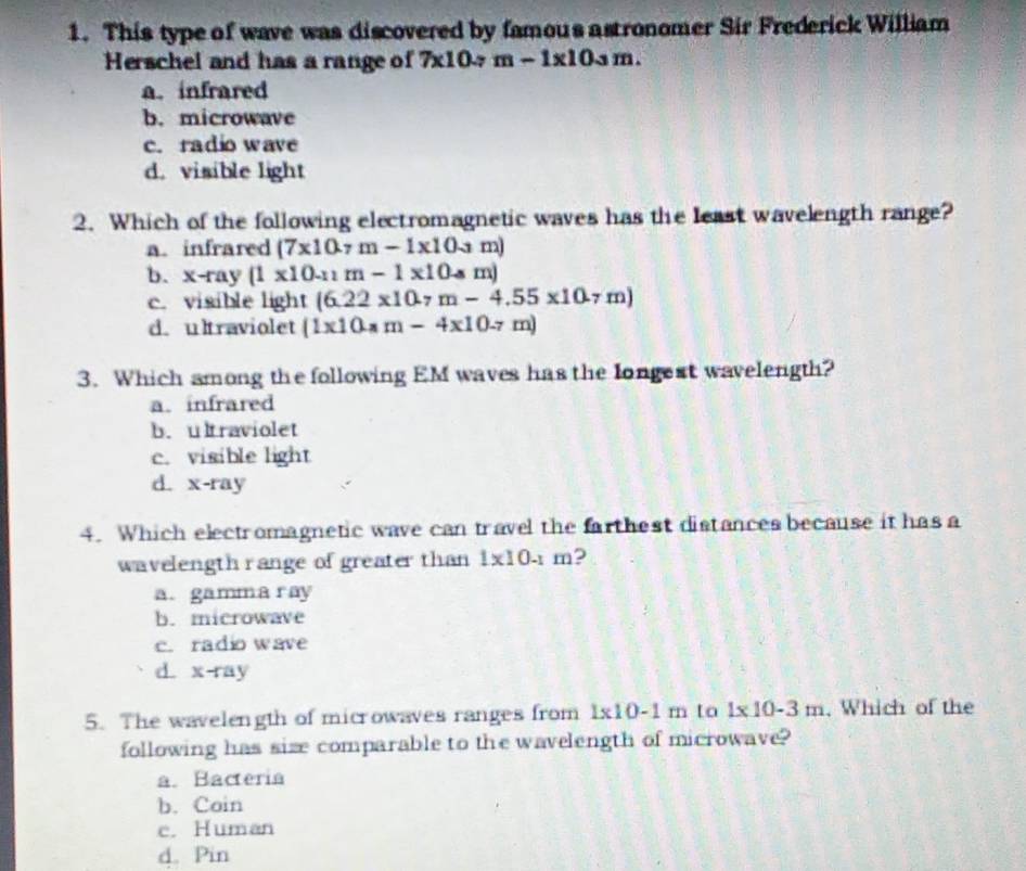 Solved: This type of wave was discovered by famous astronomer Sir ...