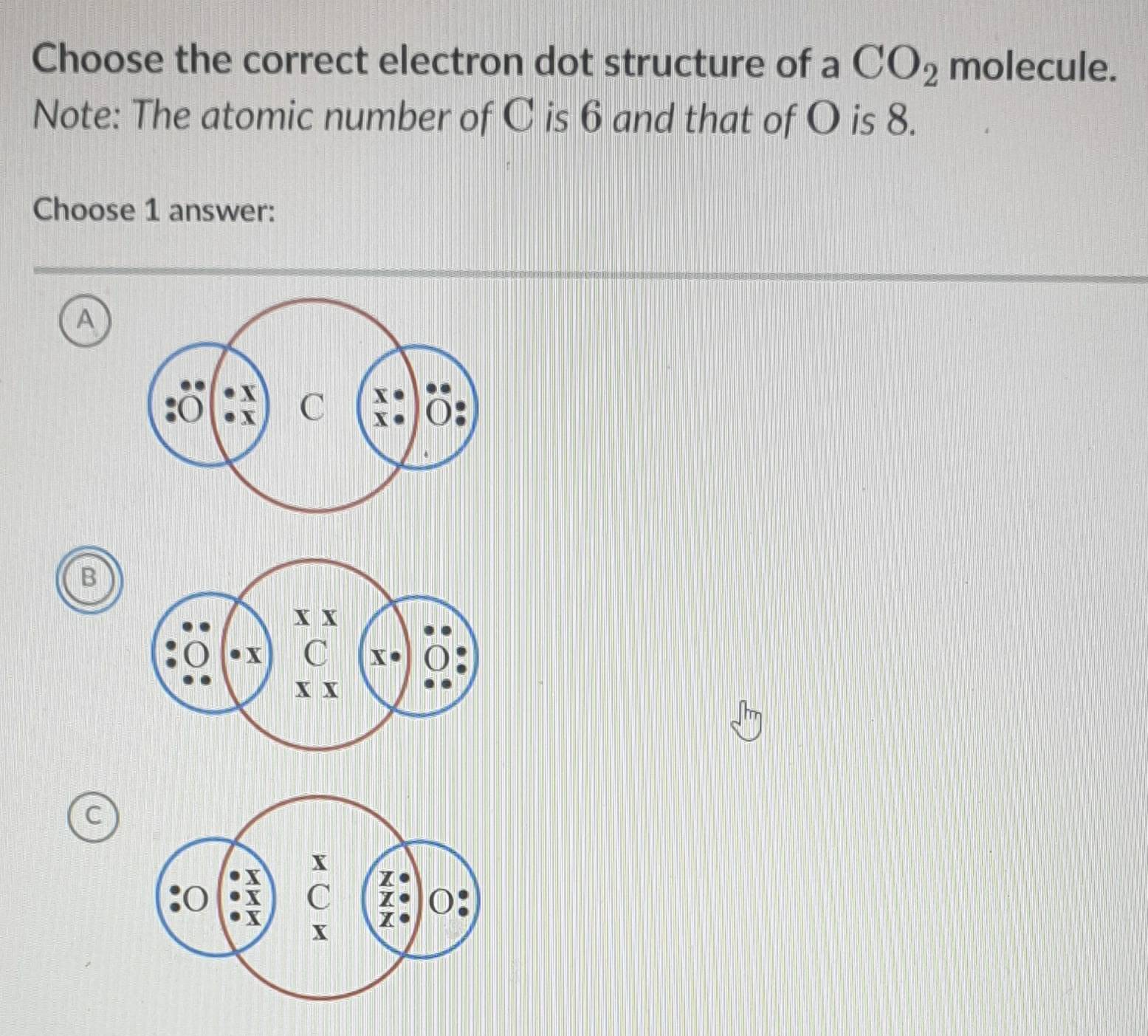 Solved: Choose the correct electron dot structure of a CO_2 molecule ...