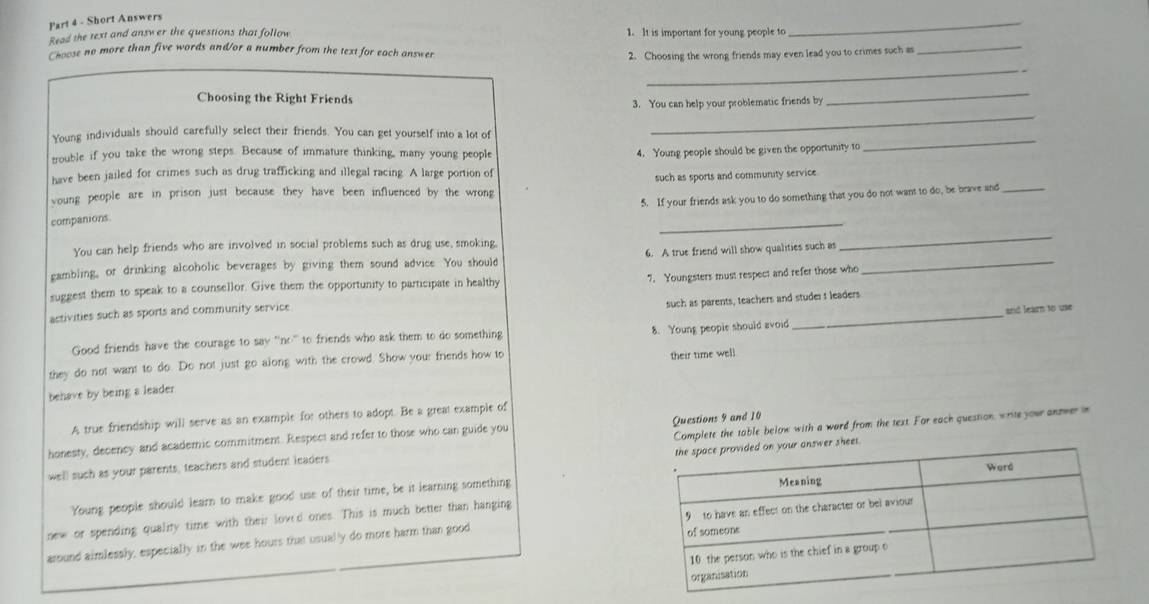 Selesai:Short Answers Read the text and answ er the questions that ...