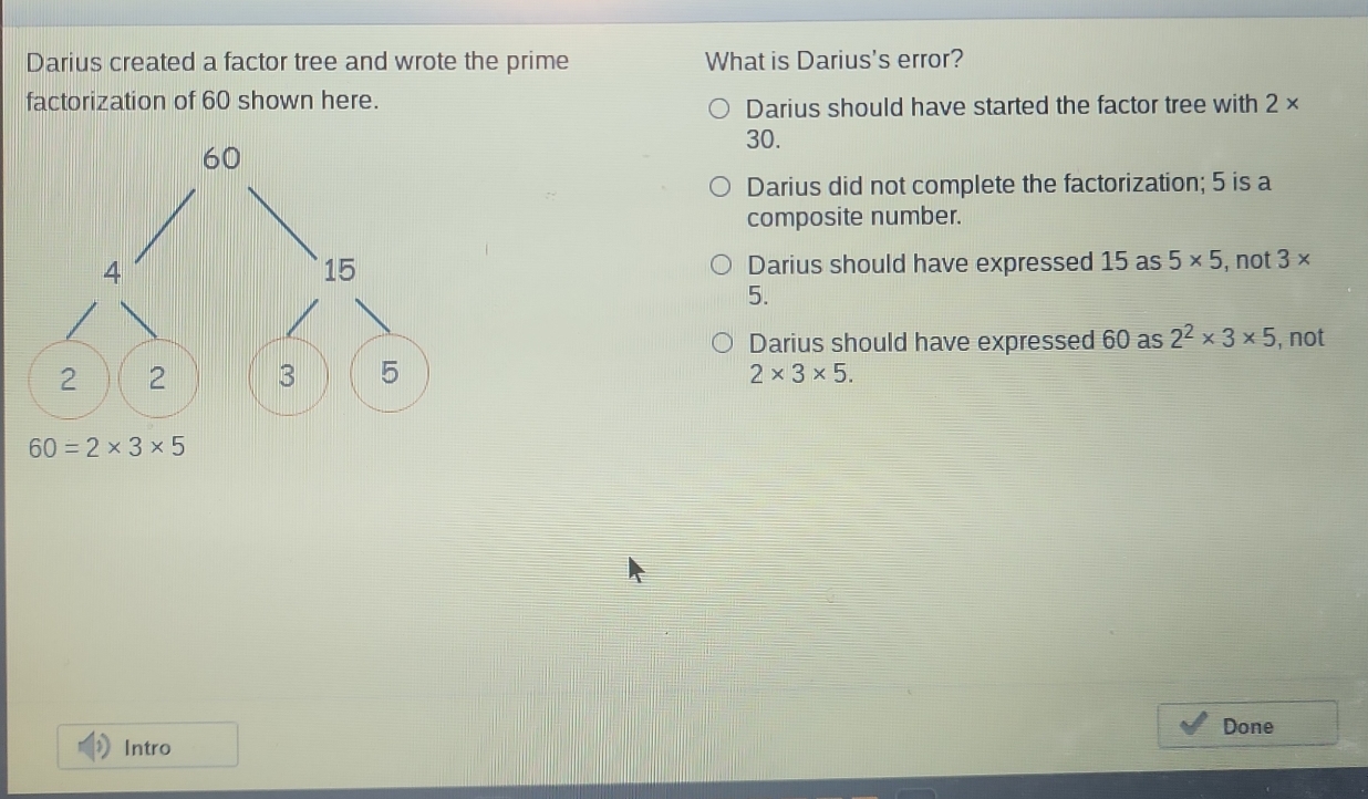 Darius created a factor tree and wrote the prime What is Darius's error ...