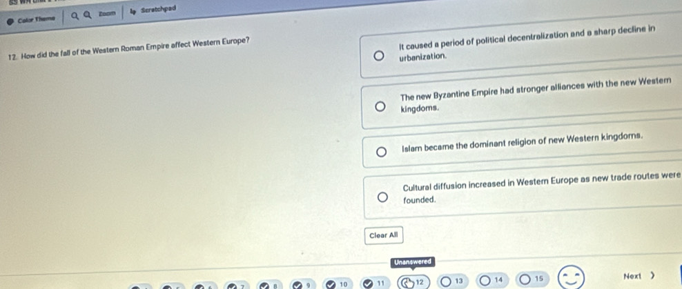 Solved: Calor Theme Zoom Scratchpad 12. How did the fall of the Western ...