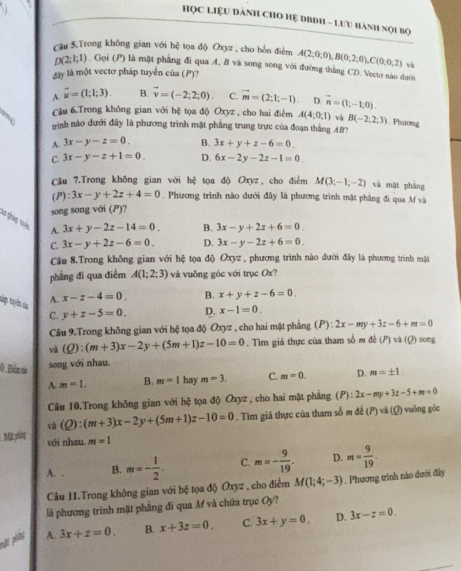 Giải quyết:HọC LiệU Dành ChO Hệ DBDH - Lưu hành nọi bộ Câu 5.Trong ...