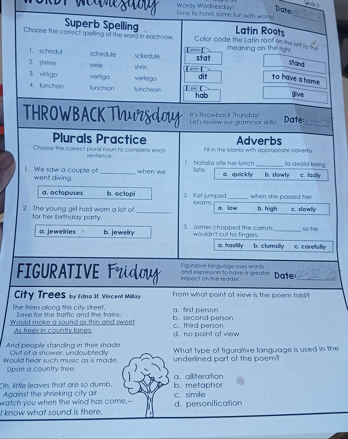 Solved: Wordy Wednesday! Weel3 Date: Time to have some fun with words ...