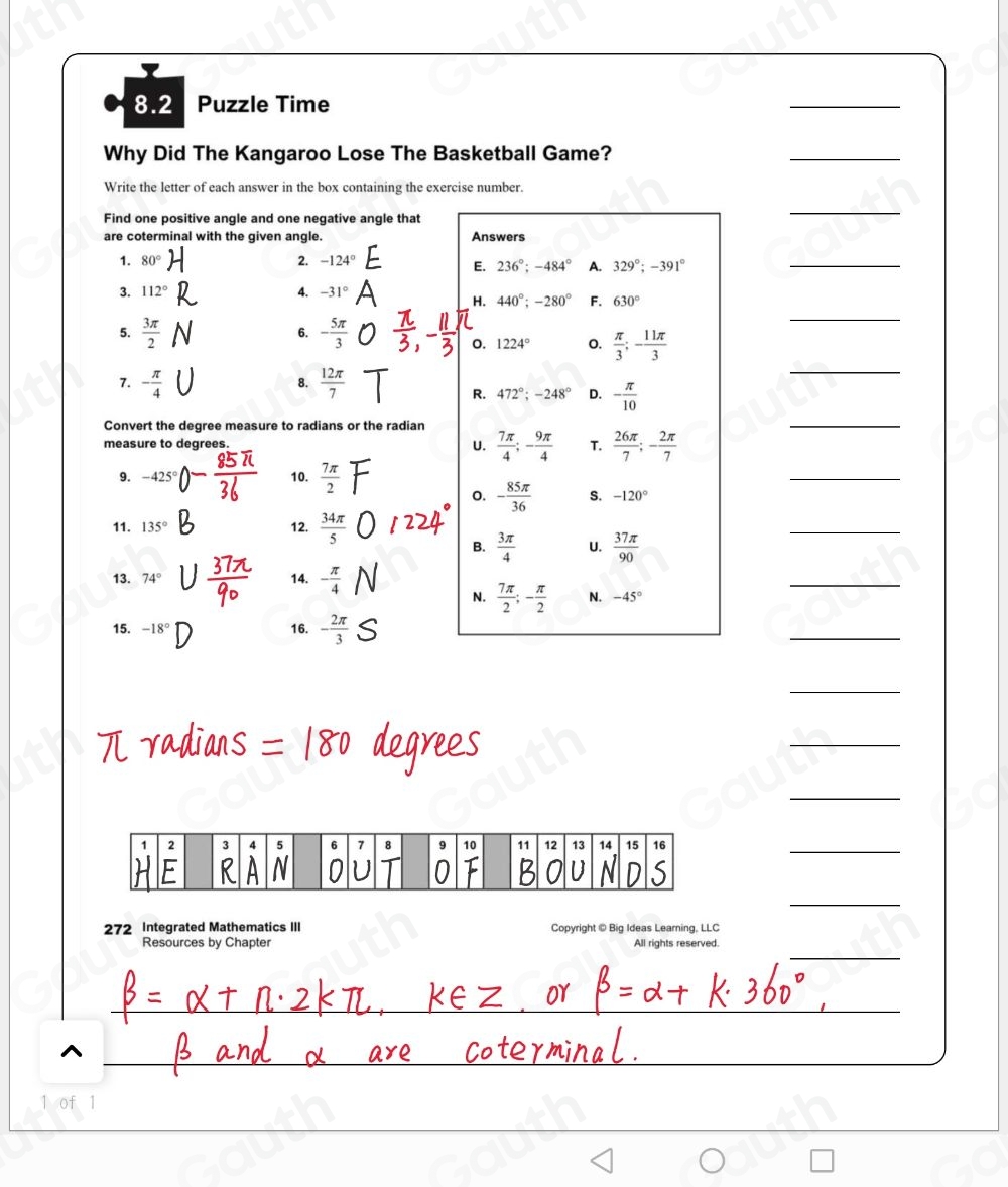 Solved: 8.2 Puzzle Time Why Did The Kangaroo Lose The Basketball Game ...