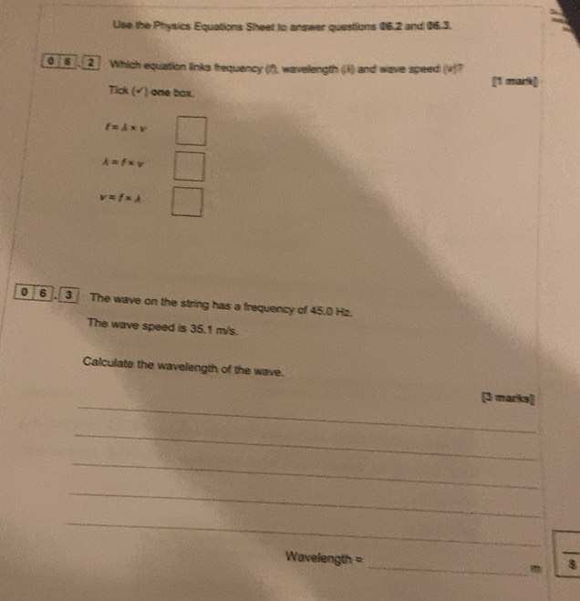 Solved: Use the Physics Equations Sheet to answer questions 06.2 and 06 ...
