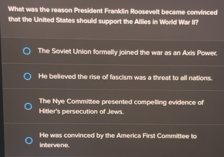 Solved: What was the reason President Franklin Roosevelt became ...
