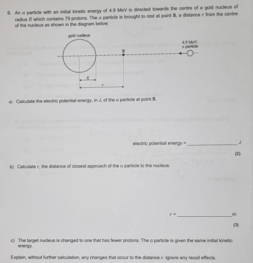 Solved: An α particle with an initial kinetic energy of 4.9 MeV is ...