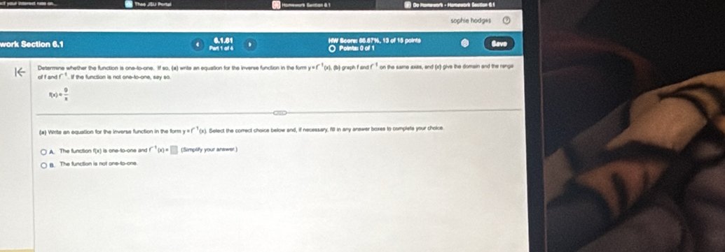 Solved: Thee JSU Portal sophie hodges work Section 6.1 6.1.61 HW Score ...