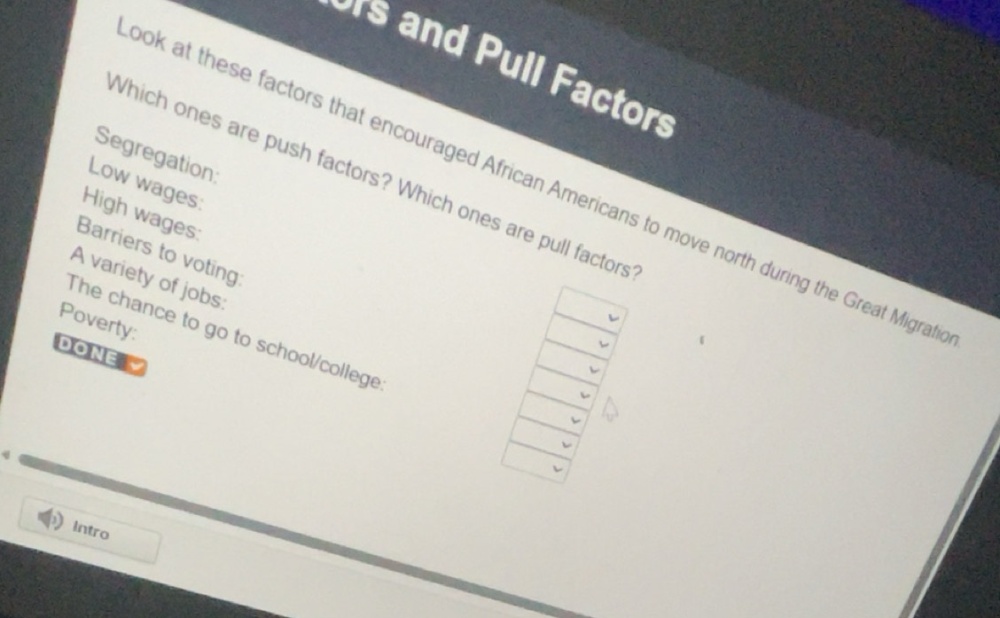 Solved: ull Factors Segregation: hich ones are push factors? Which ones ...