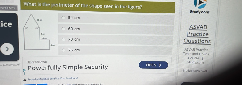 Solved: What is the perimeter of the shape seen in the figure? TLY TO ...