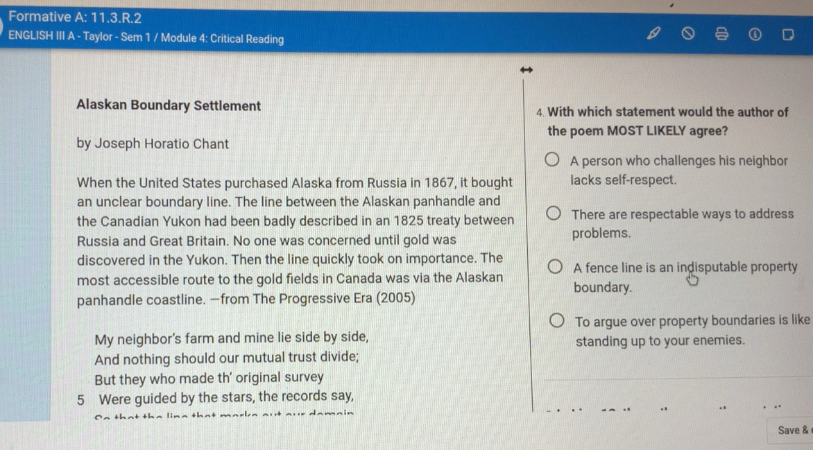 Solved: Formative A: 11.3.R.2 ENGLISH III A - Taylor - Sem 1 / Module 4 ...