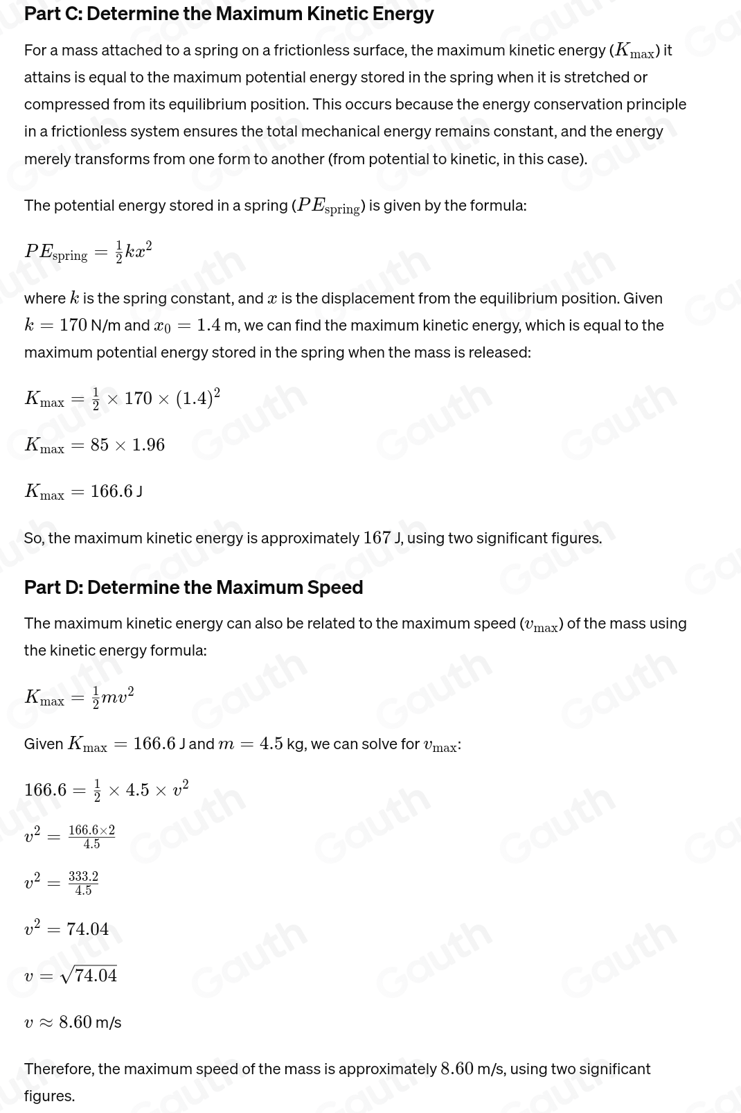 Solved: Submit Request Answer The mass m=4.5kg resting on a ...