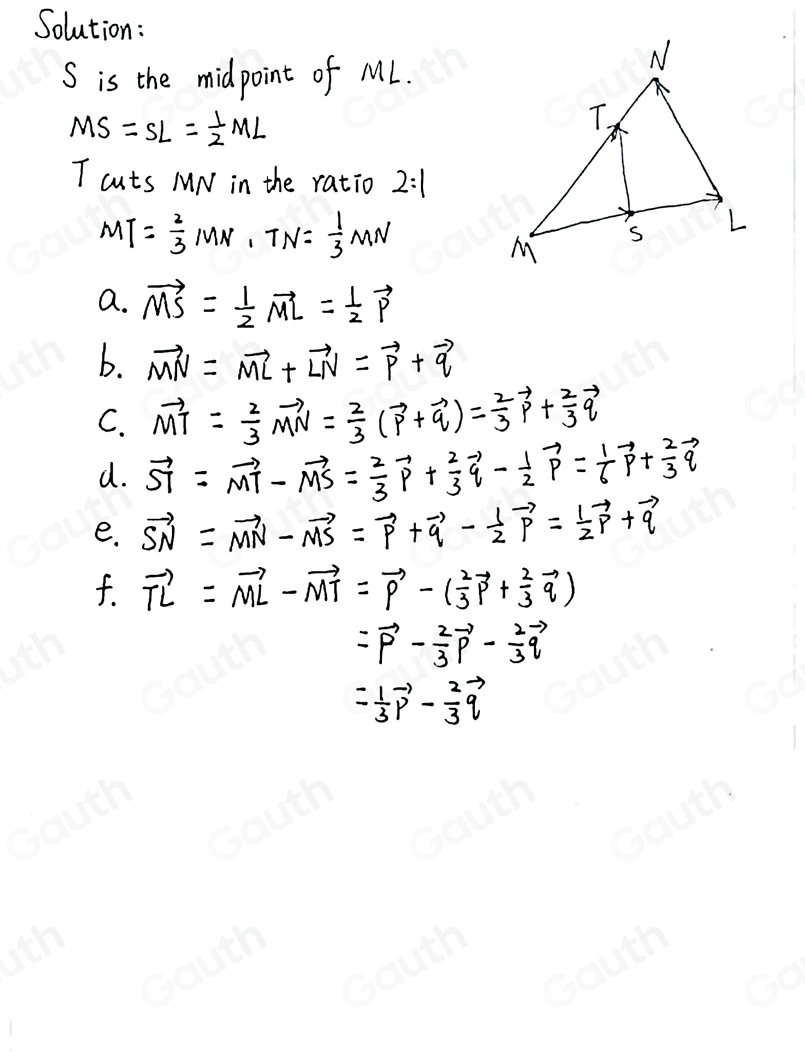 Solved: 119 6 TASK E10.1 Main Book Page 340 1 vector ML=p and vector LN ...