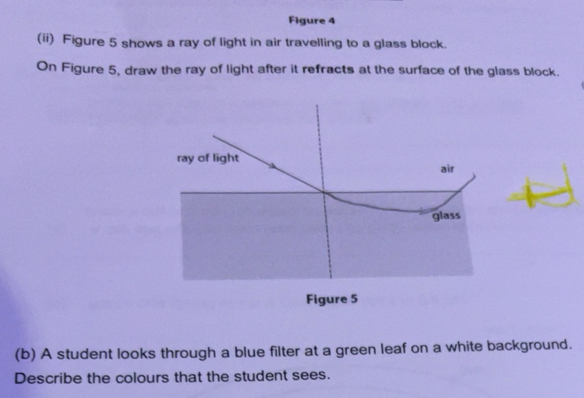 Solved: Figure 4 (ii) Figure 5 shows a ray of light in air travelling ...
