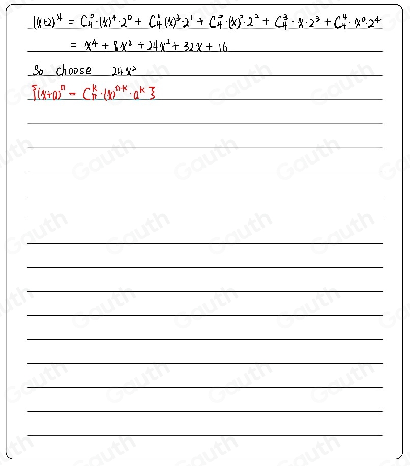 Solved: Alexa uses the binomial theorem to correctly expand (x+2)^4 ...