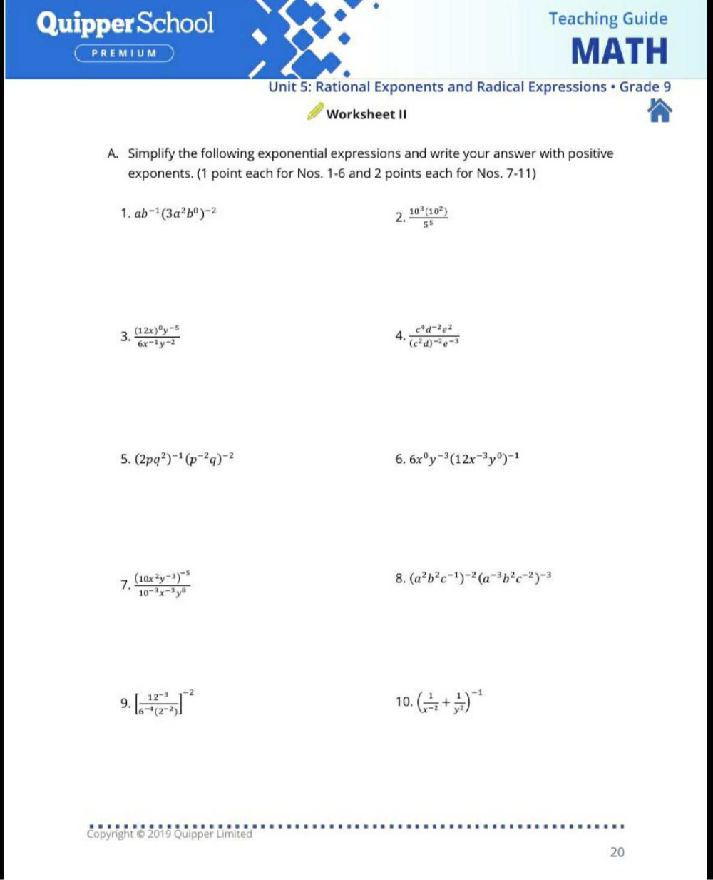 Solved: QuipperSchool Teaching Guide P REM IU M MATH Unit 5: Rational ...