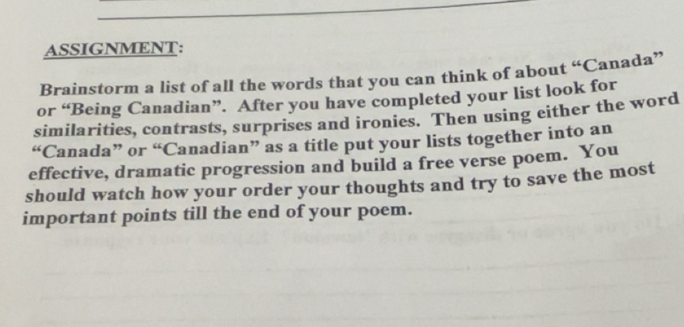 Solved: ASSIGNMENT: Brainstorm a list of all the words that you can ...