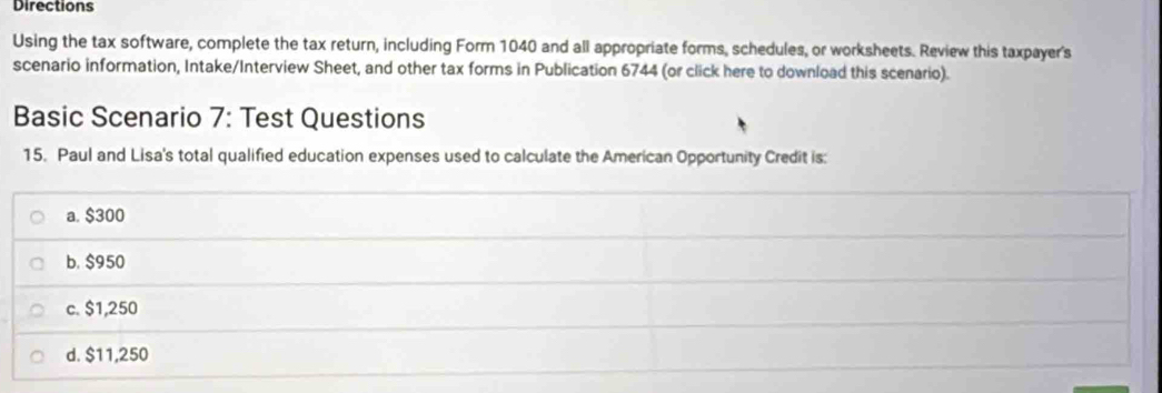 Solved: Directions Using the tax software, complete the tax return ...