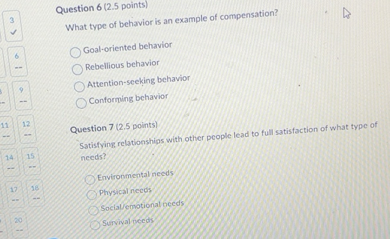 Solved: What type of behavior is an example of compensation? 6 Goal ...