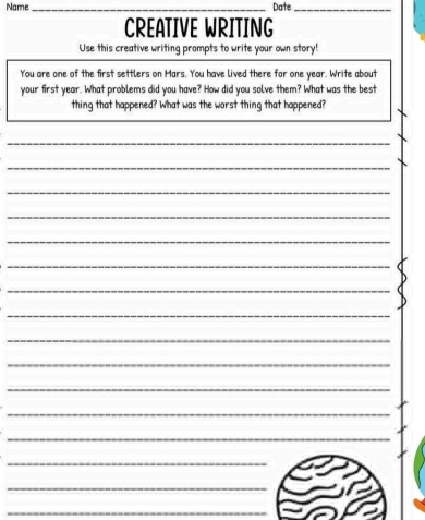 Solved: Name _Date_ CREATIVE WRITING Use this creative writing prompts ...