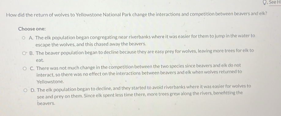 Solved: See H How did the return of wolves to Yellowstone National Park ...