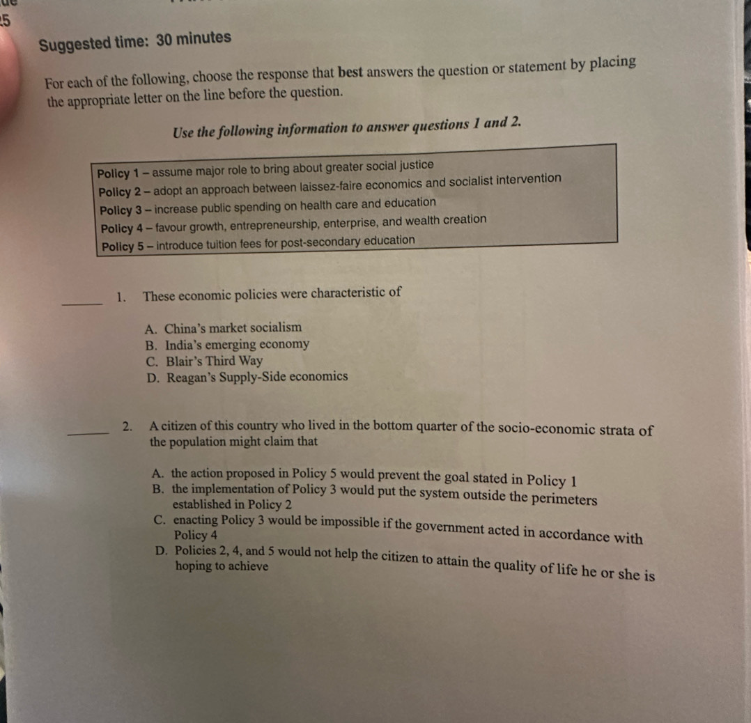 Solved: Suggested time: 30 minutes For each of the following, choose ...