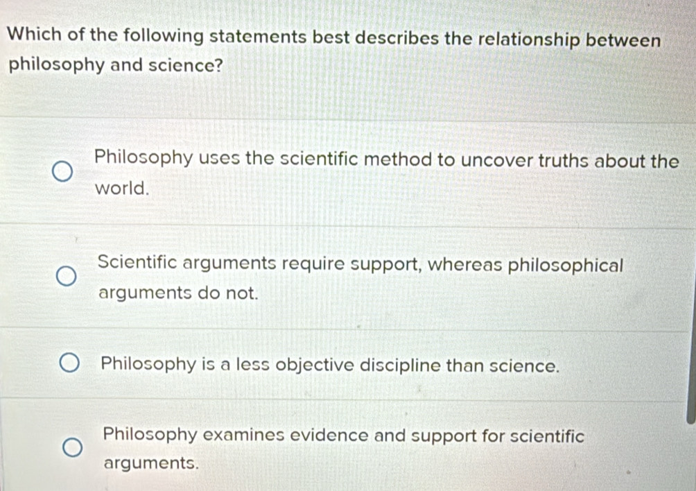 Solved: Which of the following statements best describes the ...