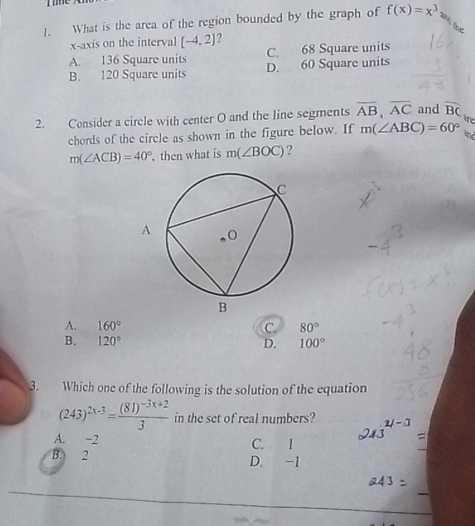 Solved: What is the area of the region bounded by the graph of f(x)=x^3 ...