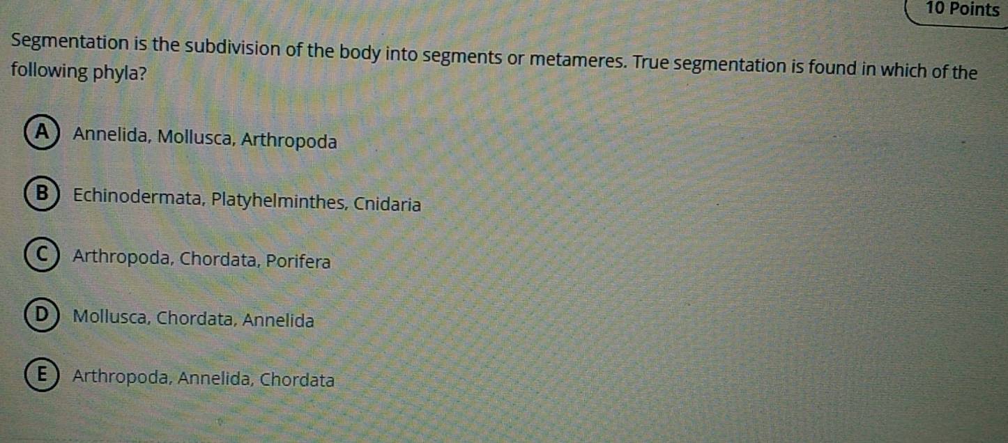 Solved: Segmentation is the subdivision of the body into segments or ...