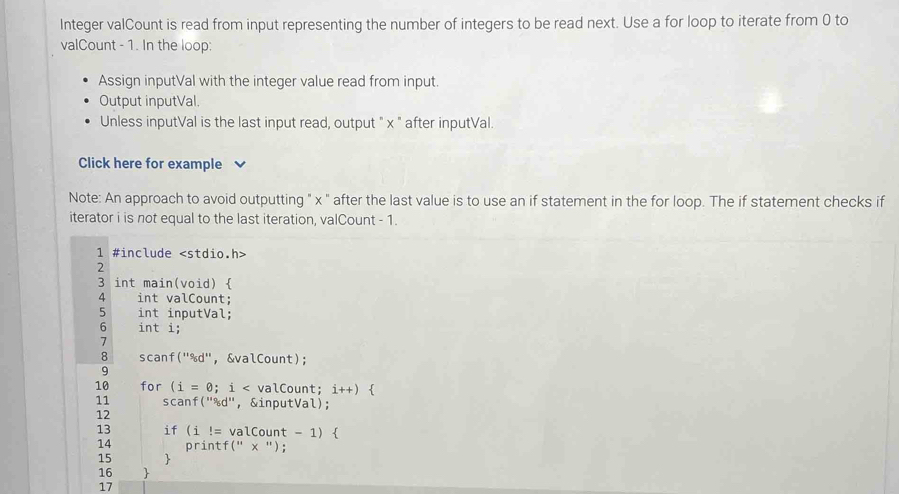 Solved: Integer valCount is read from input representing the number of integers to be read next ...