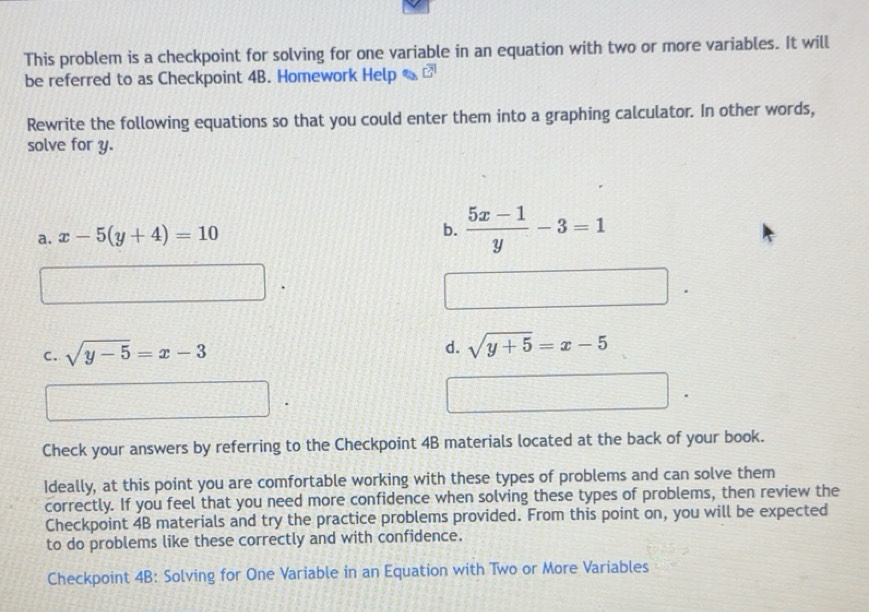 Solved: This problem is a checkpoint for solving for one variable in an ...