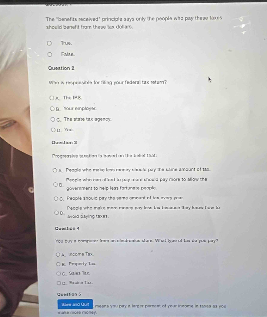 Solved: The "benefits received" principle says only the people who pay ...