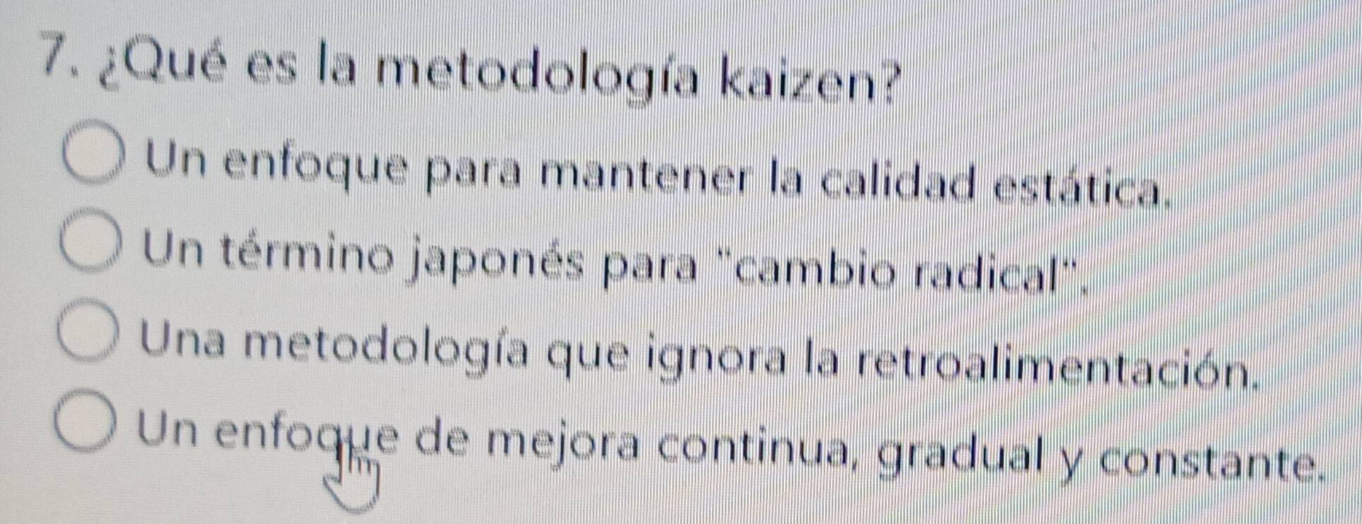 Resuelto:¿Qué es la metodología kaizen? Un enfoque para mantener la ...