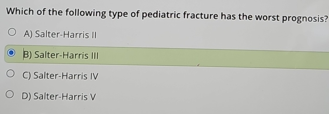 Solved: Which of the following type of pediatric fracture has the worst ...