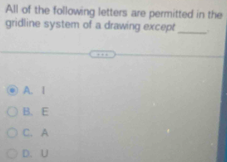 Solved: All of the following letters are permitted in the gridline system of a drawing except ...