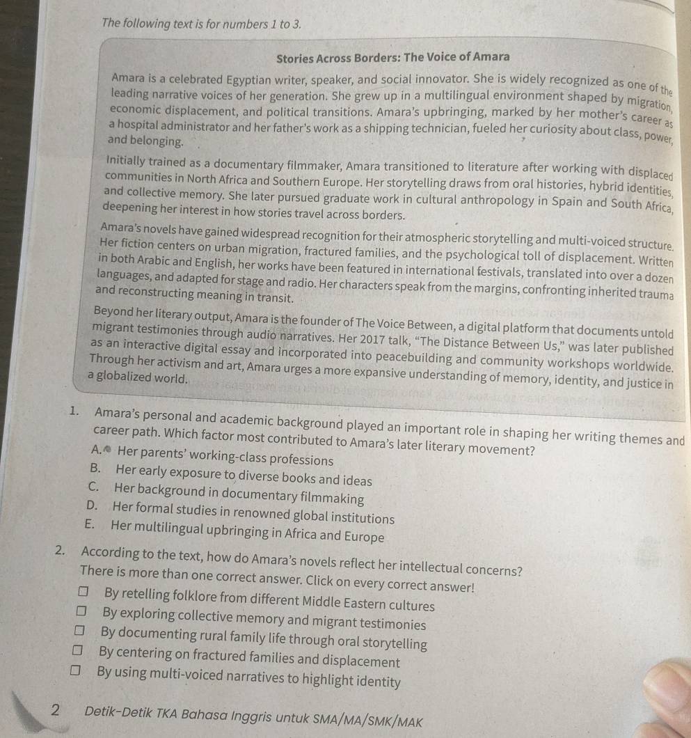 Telah dijawab:The following text is for numbers 1 to 3. Stories Across ...