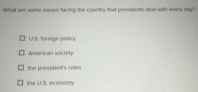 Solved: What are some issues facing the country that presidents deal ...